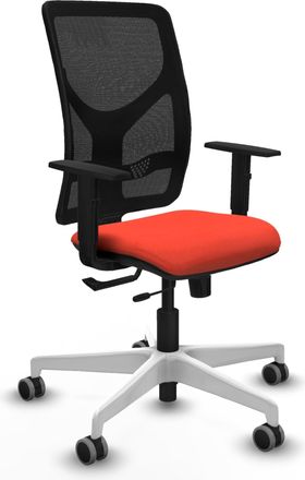 Piqueras y Crespo Computerstuhl mit 1D-Armen, h&ouml;henverstellbare Lendenwirbelst&uuml;tze, ausgestattet mit Syncro/Traslack und Schneideschaum, Schwarz/Dunkelorange