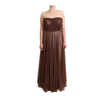 Dolce & Gabbana Metallic Bronze Langes Kleid - - Dresses - Damen - Braun - XL