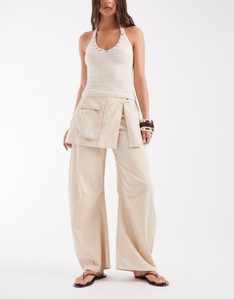 Asos Pantalon casual avec jupe fonctionnelle - Taupe-Neutral