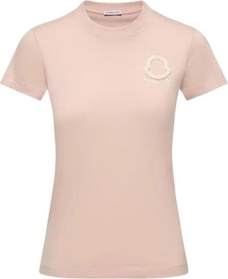 Moncler T-Shirt mit Rundhalsausschnitt - - Tops - Damen - Rosa - L