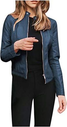 Generic Veste Cuir Femme Moto Grande Taille PU Vintage Bombers Blouson De Motard Veste en Simili Cuir Chic Et Elegant Chaud Casual L&eacute;ger Biker Jacket Automne 