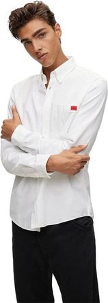 HUGO BOSS Herren Evito Slim-Fit Button-Down-Hemd aus gewaschener Oxford-Baumwolle Wei&szlig; XXL