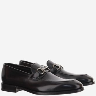 Ferragamo Mens Leather Loafers Black Calf