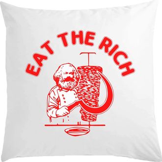 Generic Eat The Rich Karl Marx Wei&szlig;es Kissen 40x40cm mit F&uuml;llung Wei&szlig; One Size