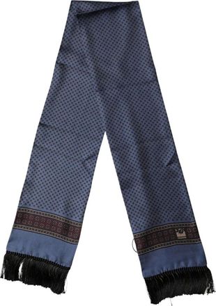 Dolce & Gabbana Foulard foulard en soie &agrave; franges g&eacute;om&eacute;triques - Homme - Accessoires - Bleu - Taille: ONE Size