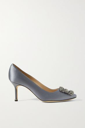 Manolo Blahnik Escarpins En Satin À Ornements Hangisi 70 - Bleu