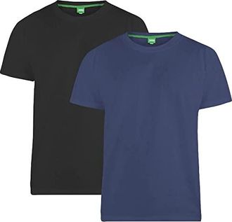 D555 Duke Fenton Kingsize D555 Lot de 2 t-shirts à col rond pour homme, noir/bleu marine, XXXXXXXL