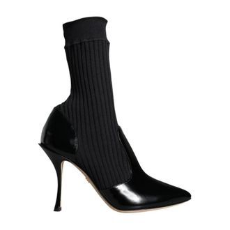 Dolce & Gabbana Schwarzer Lackstrickstiefel - - Shoes - Damen - Schwarzk - 36 EU
