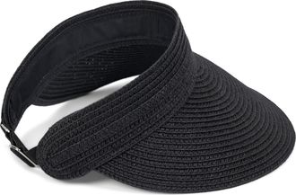 styleBREAKER Papierstroh Visor Cap einfarbig | Sonnenvisier mit elastischem Band und Hakenverschluss | Luftige Schildkappe als Sonnenhut f&uuml;r Damen, Farbe:Schwarz