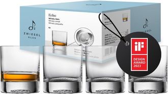 Zwiesel Glas Whiskyglas klein Echo (4-er Set), moderner Tumbler für Whisky, spülmaschinenfeste Tritan-Kristallgläser, Made in Germany (Art.-Nr. 123379)