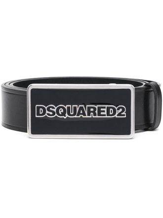Dsquared2 ceinture en cuir à boucle logo - Noir