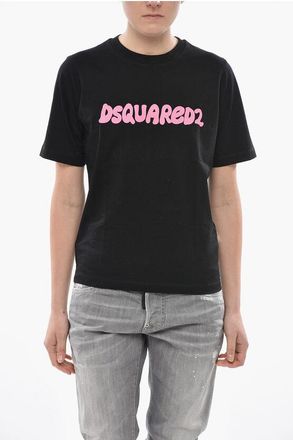 Dsquared2 Crewneck T-Shirt EASY FIT in Solid Color with Printed Logo size Xxs