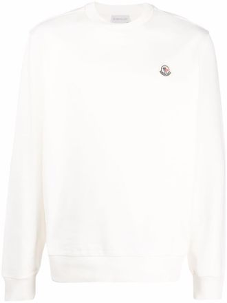 Moncler sweat &agrave; logo brod&eacute; - Blanc
