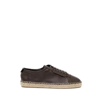 Emporio Armani Homme, Chaussures, Brun, Taille: 43 EU Icon Espadrilles &agrave; lacets en cuir nappa souple