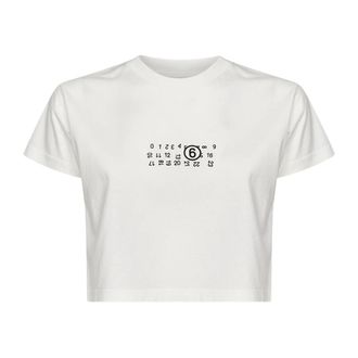 Maison Margiela Femme, Tops, Blanc, Taille: 38 FR T-shirt en jersey surteint imprim&eacute;