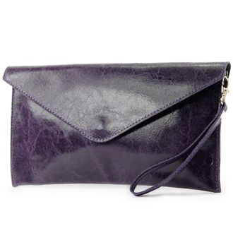 modamoda.de T106G - ital Clutch Unterarmtasche Glattleder, Farbe:Dunkellila