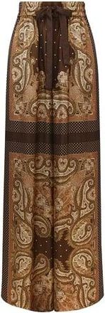 Zimmermann Pantalon Luna imprim&eacute; en soie