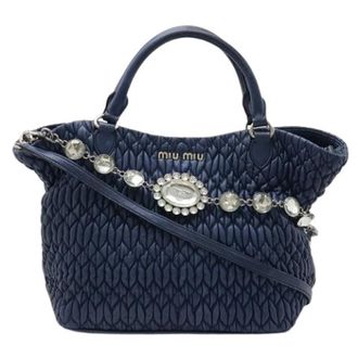 Miu Miu Pre-owned Matelasse Nappa Crystal 2way Bag - - Pre-owned - Damen - Blau - ONE SIZE