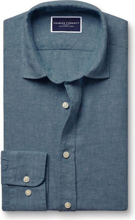 CHARLES TYRWHITT Reines Leinenhemd - Airforceblau
