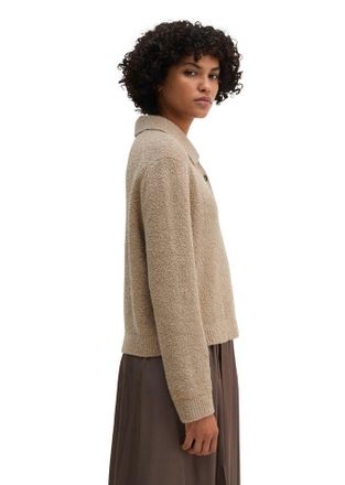 Marc O'Polo Langarm-Poloshirt aus Boucl&eacute;-Garn