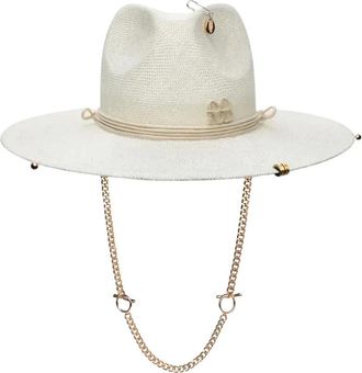 Ruslan Baginskiy Chapeau Fedora en paille tress&eacute;e - Femme - Accessoires - Beige - Taille: M