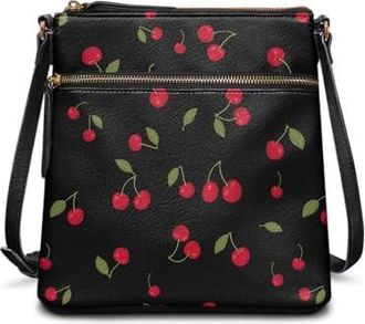 Coloranimal Sac &agrave; bandouli&egrave;re l&eacute;ger en cuir synth&eacute;tique avec fermeture &eacute;clair pour femme, cerise