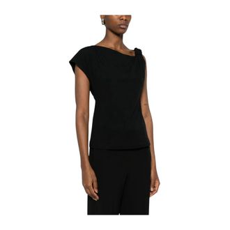 Pinko Pinko, Femme, Tops, Noir, Taille: 42 FR Top asym&eacute;trique drap&eacute;