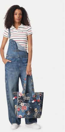 Tommy Jeans Handtasche Tjw Bodega Trompe LOeil Tote AW0AW19304 Dunkelblau
