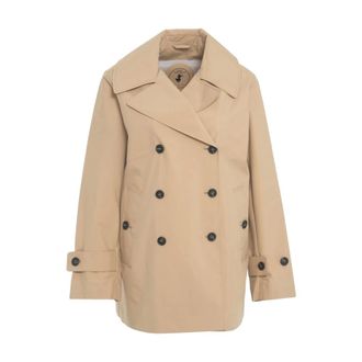 Save The Duck Femme, Manteaux, Beige, Taille: 38 FR Trench &Eacute;vas&eacute; avec D&eacute;tails du Logo