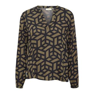 Kaffe Bluse mit Grafischer Linie und V-Ausschnitt - - Blouses & Shirts - Damen - Mehrfarbig - S