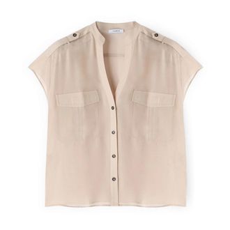 Motivi Hemd aus laminiertem Georgette mit Taschen - - Blouses & Shirts - Damen - Beige - S