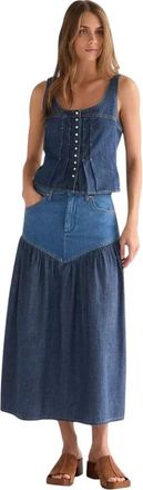 Wrangler Femme, Jupes, Bleu, Taille: 40 FR Jupe Taille Basque