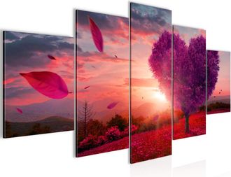 Runa Art Bild Wohnzimmer Schlafzimmer Herbst Baum Herz 5 Teilig Landschaft Lila Violett Wandbilder auf Vlies Leinwand 605853b
