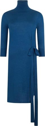 Malo tie-detail roll-neck midi dress - Blau