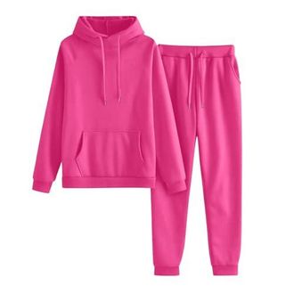 Generic Surv&ecirc;tement 2 pi&egrave;ces pour femme - Doux - Sweat &agrave; capuche - Confortable - Tenue d&eacute;contract&eacute;e - Couleur unie - Sweat &agrave; capuche avec cordon de serrage, r