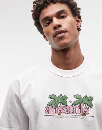 AllSaints Troppo - Kurz&auml;rmliges T-Shirt in Wei&szlig; mit Logo