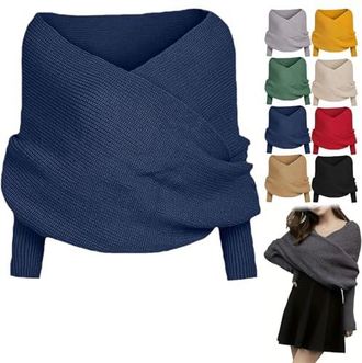 Generic &Eacute;charpe de Pull avec Manches, enveloppe de c&acirc;ble tricot&eacute;e, haussements d&eacute;paules for Femmes, enveloppe tricot&eacute;e, &eacute;charpe tricot&eacute;e avec Manches for Femm