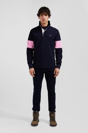 Eden Park Maillot Manches Longues En Coton Bleu Marine Broderie Noeud Papillon Coupe Regular