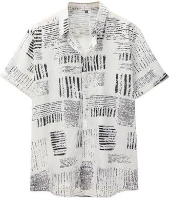 Generic Chemise d&eacute;t&eacute; &agrave; manches courtes pour homme - Chemise de loisirs avec impression 3D - Chemise de plage Cardigan T-shirt avec bouton Down - T-shirt d&eacute;t&eacute; 