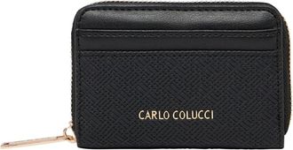 Carlo Colucci Femme, Accessoires, Noir, Taille: ONE Size Petit portefeuille aspect raphia