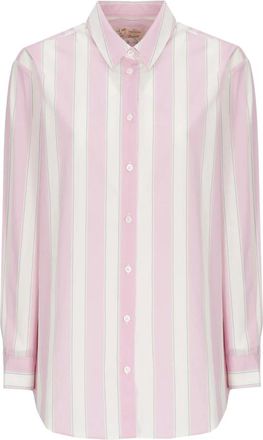 Saint Barth Femme, Blouses et Chemises, Rose, Taille: 38 FR Brigitte Striped Cotton Shirt