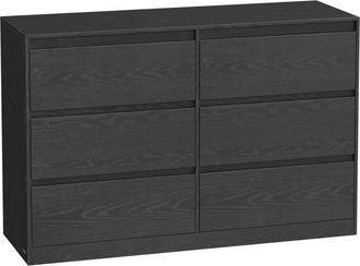 Vasagle Vasagle - Commode moderne 6 tiroirs 40 x 119,4 x 75 cm - Panneau agglom&eacute;r&eacute; noir bois&eacute; - Montage simple avec dispositifs anti-basculement
