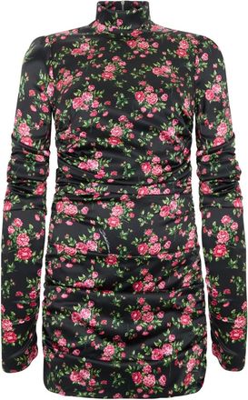 Dolce & Gabbana Femme, Robes, Multicolore, Taille: 36 FR Robe Longue en Satin &agrave; Petits Bouquets de Roses Imprim&eacute;s