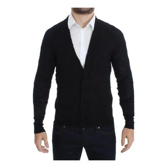 Costume National Schwarzer Extrafeiner Woll-Cardigan Pullover - - Knitwear - Herren - Schwarzk - S