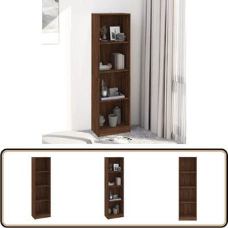 vidaXL Vidaxl - Bibliothèque 4 niveaux Chêne marron 40x24x143cm Bois ingénierie - Bibliothèque - Meuble Rangement - Étagère - Bibliothèque Moderne