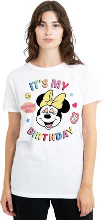 Minnie Damen Mouse Its My Birthday Ladies Shirt, White, Wei&szlig;, XXL EU