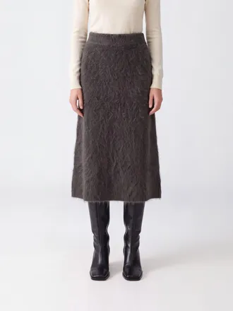 Lisa Yang Jupe midi en maille de pur cachemire &agrave; taille haute