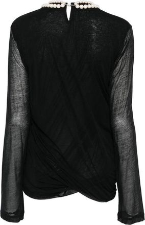 Junya Watanabe Pearl-Embellished Cotton T-Shirt - Black