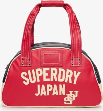 Superdry Retro Alumni - Sac bowling - Rouge/bleu marine &eacute;clipse/cr&egrave;me