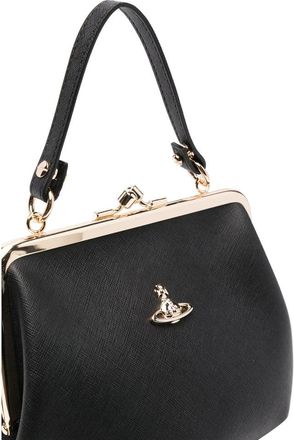 Vivienne Westwood Orb-Plaque Faux Leather Top Handle Bag - Black